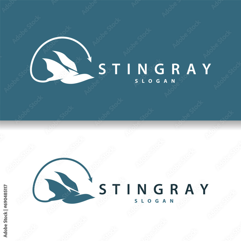 Stingray fish logo ocean animal design simple black manta silhouette ...