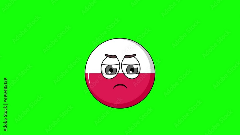 Angry emoticon of flag of poland character, loop animation emoji Stock ...