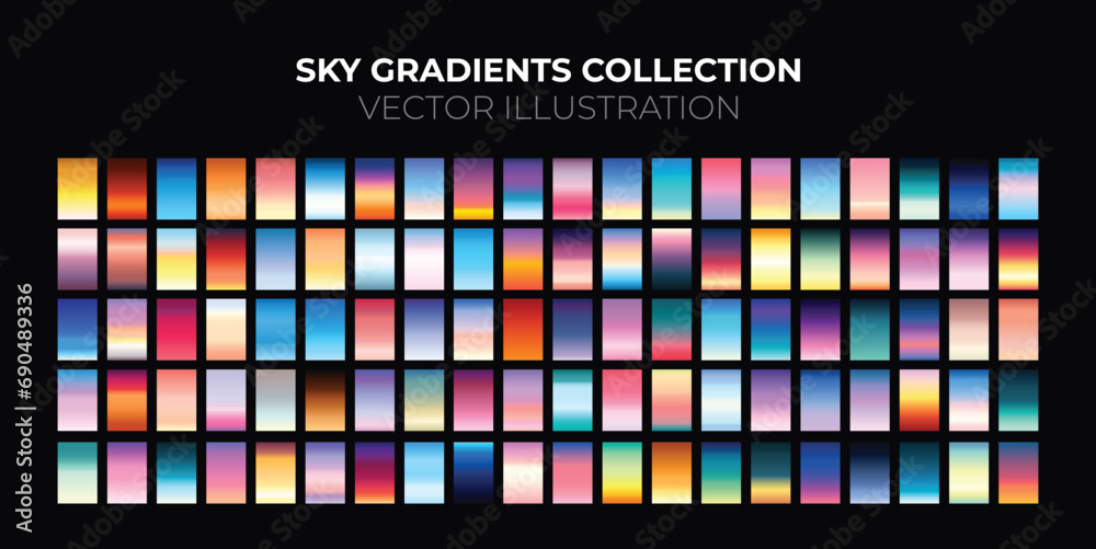 Sky, Sunset, sunrise gradient bundle. Sky backgrounds for nature ...