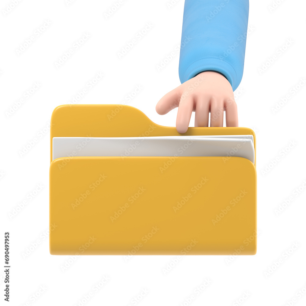 Cartoon Gesture Icon Mockup.Looking for information in a folder with ...