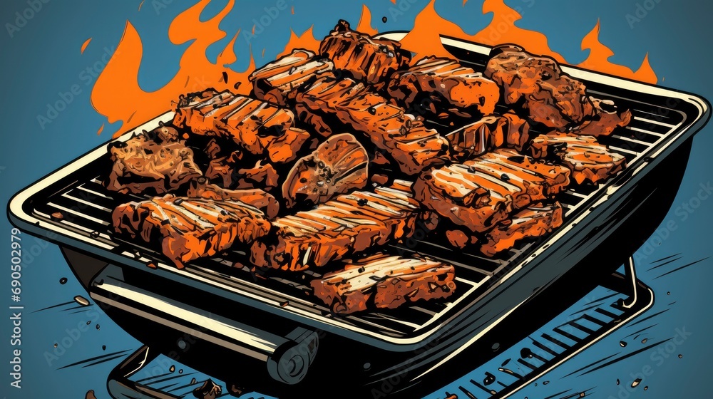 We Barbecue Anytime Anywhere Shot Couple, Flat Design Style, Pop Art , Wallpaper Pictures ...