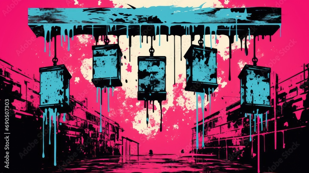 Roof Rain Dripping Chain Gutter, Flat Design Style, Pop Art , Wallpaper ...