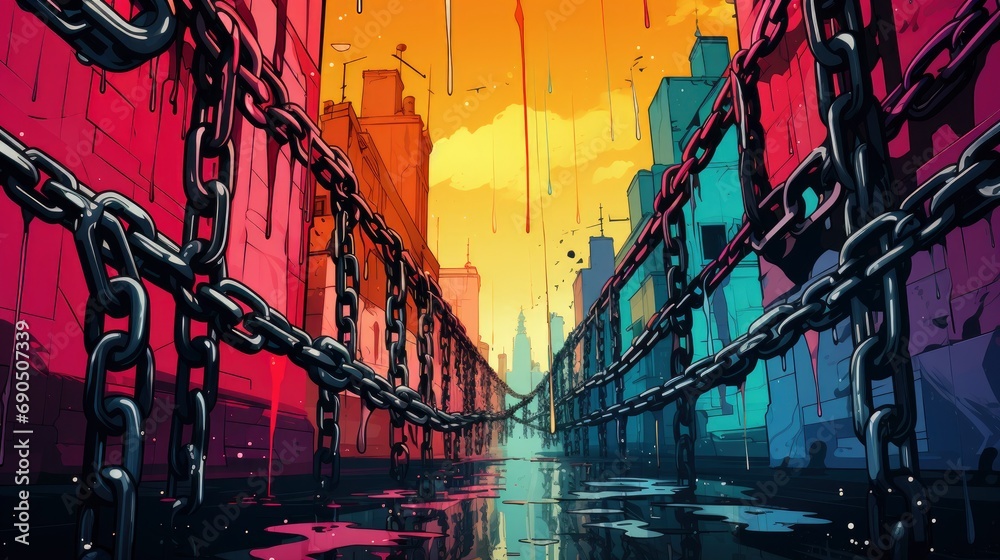 Roof Rain Dripping Chain Gutter, Flat Design Style, Pop Art , Wallpaper ...