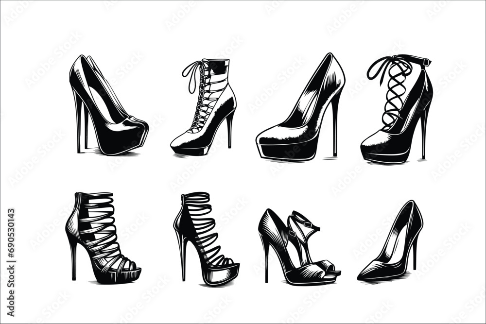 Elegant Heels Collection: Stylish EPS Vector Bundle Fashion Forward ...