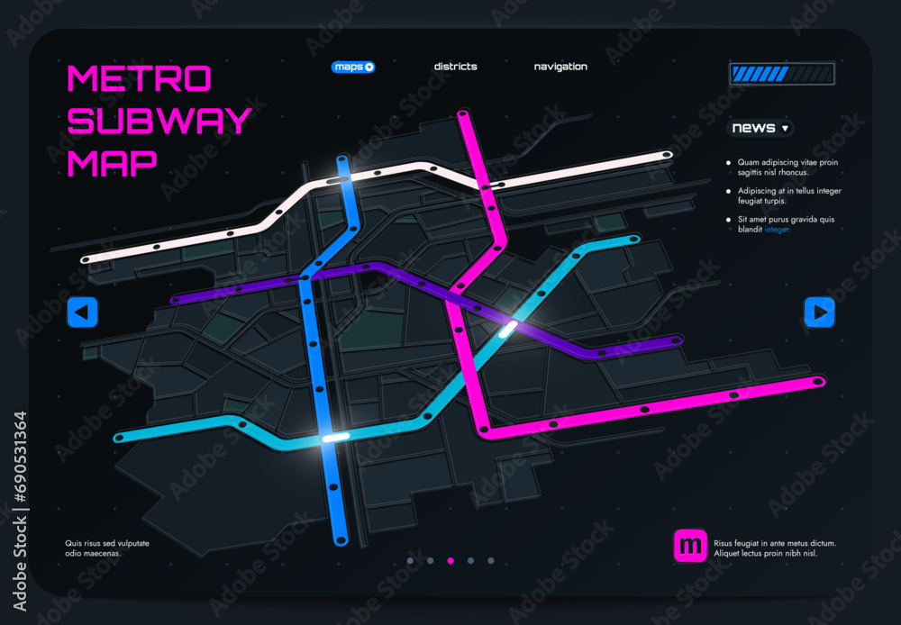 Futuristic smart city map. Underground metro system, metro cartography ...