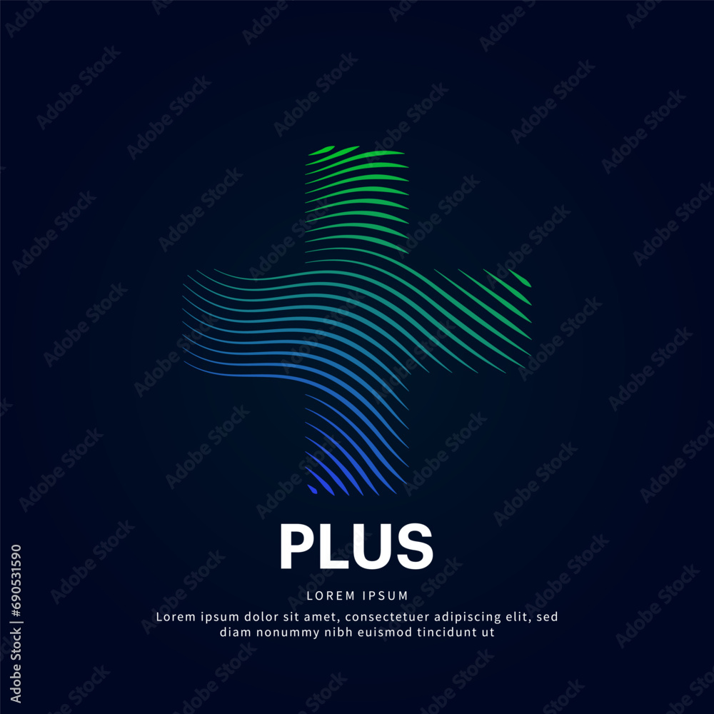 simple logo Plus Icon Illustration in a linear style. Abstract line art ...