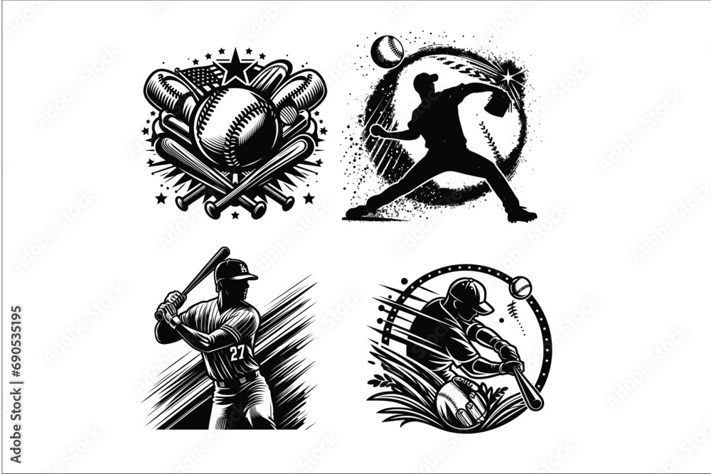Baseball Bliss: EPS Clipart Bundle for Sports Designers High-Quality ...