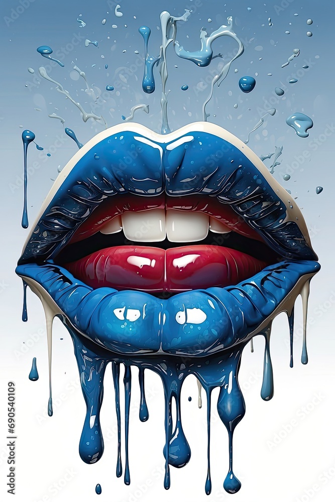 puckered lips drippy kiss sublimation clipart, on a white background ...