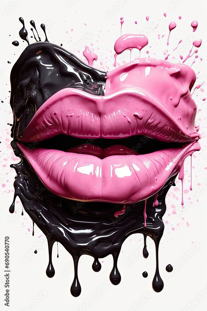 puckered lips drippy kiss sublimation clipart, on a white background ...