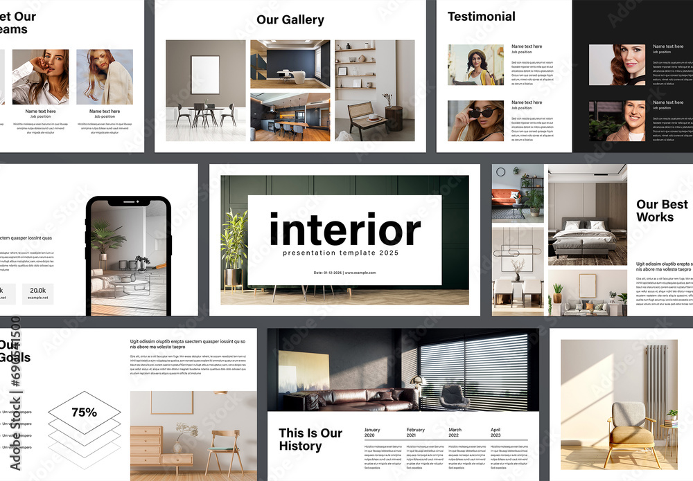 Modern & Minimalist Interior Portfolio Presentation Template Stock ...
