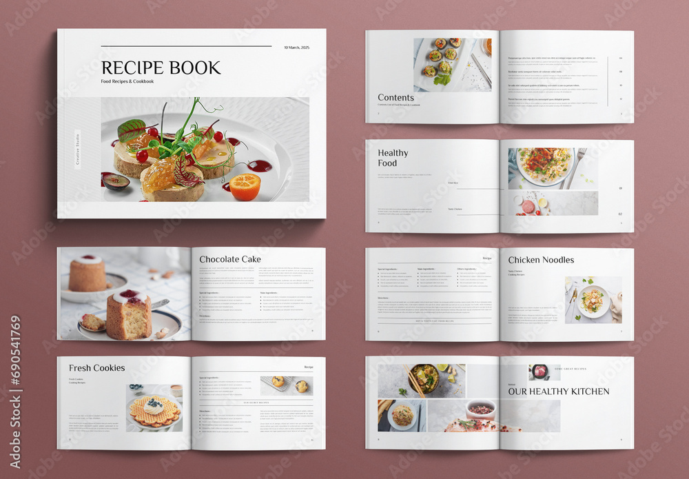 Recipe Book Layout Design Template Landscape Stock-Vorlage | Adobe Stock
