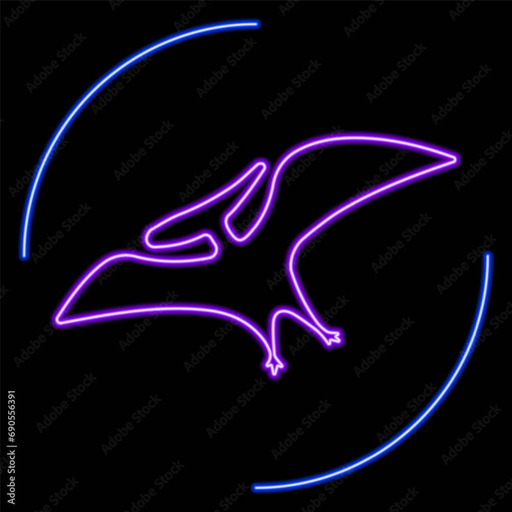 pterodactyl neon sign, modern glowing banner design, colorful modern ...