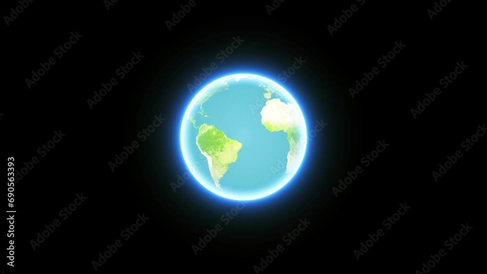 A glowing earth map animation scale big and small and earth map ...