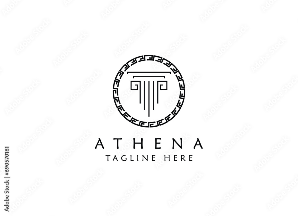 Greek god head wearing laurel wreath statue icon logo design ...