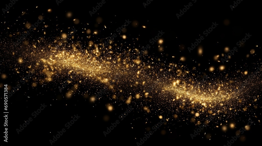 Gold glitter powder explosion. Golden dust and spark particles splash ...