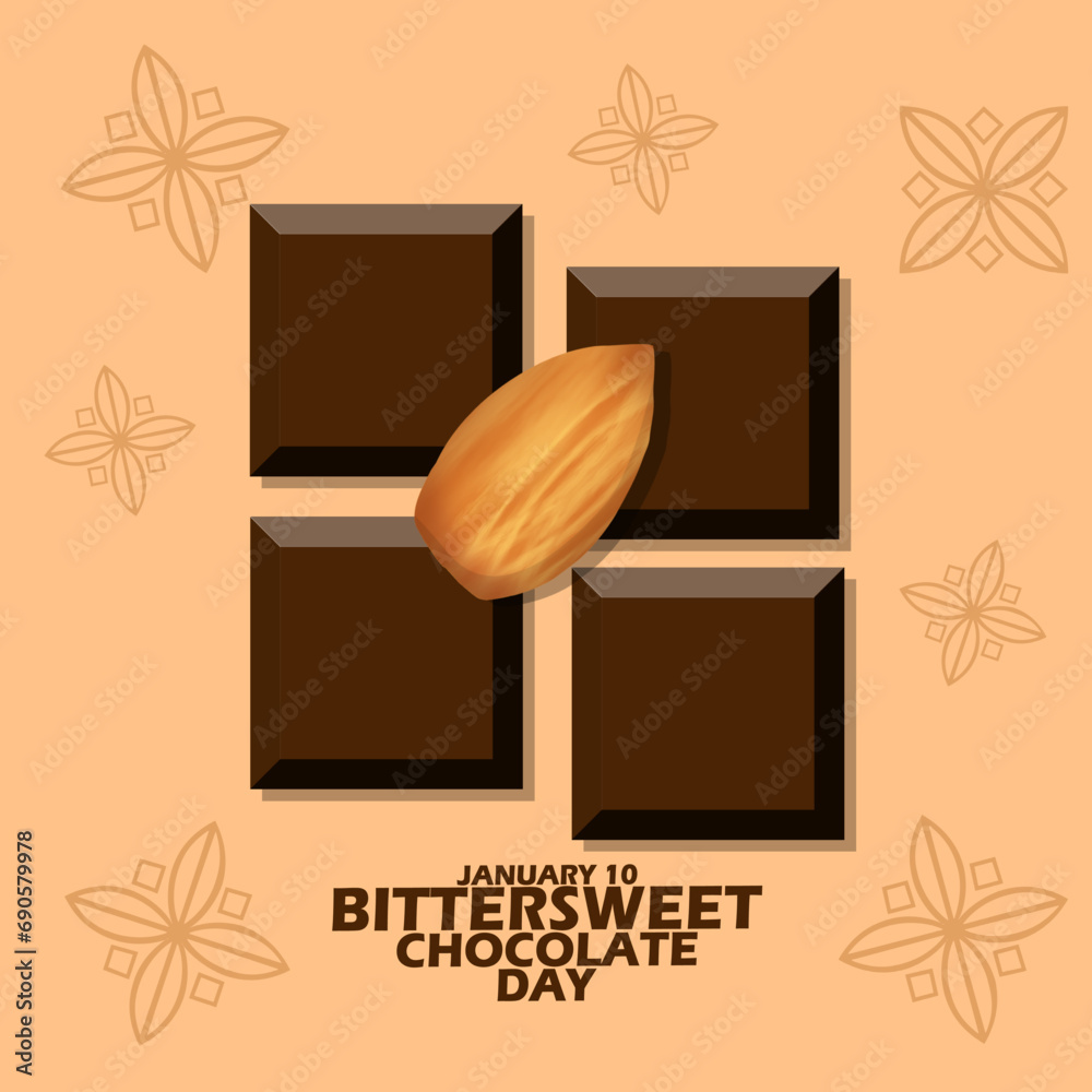 National Bittersweet Chocolate Day event banner. Four pieces of ...
