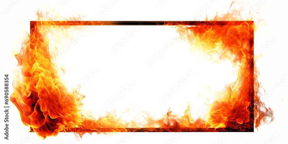 burning fire flames frame border transparent texture isolated Stock ...