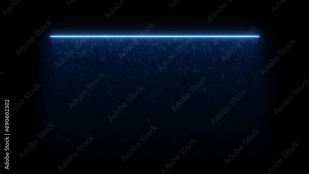 Animation of blue neon led lamp frame. Empty space, ultraviolet light ...