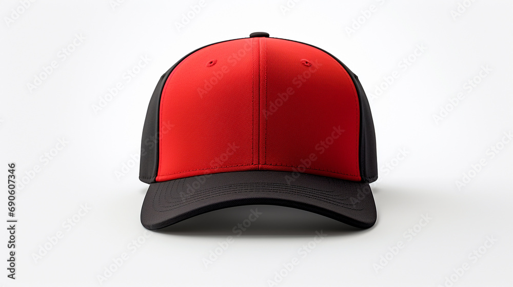 Red black cap in front view, mockup, white background --ar 16:9 --v 5.2 ...