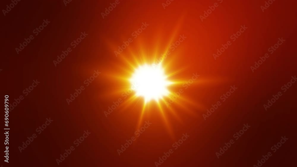 Animated golden shining sun rays. Shining and flickering in the center ...