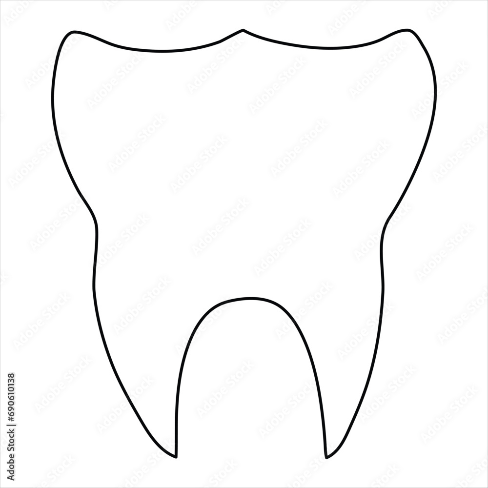 Tooth icon outline vector illustration continuous one line art drawing ...