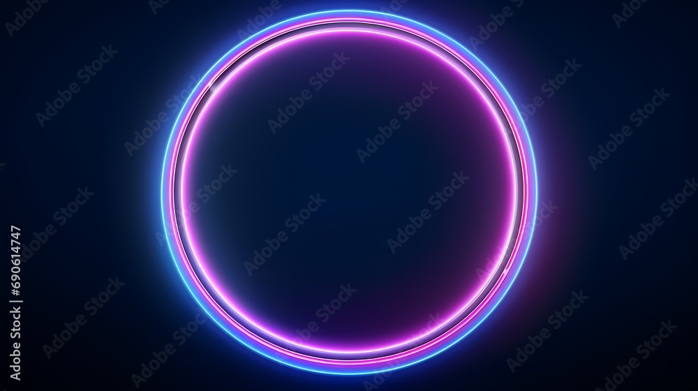 Vector 3d render, square glowing in the dark, pink blue neon light ...
