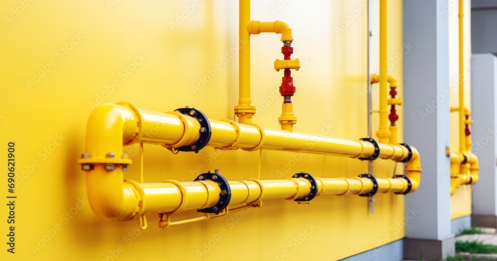 The Prominent Yellow Gas Pipe Running Along the Front Wall of a ...