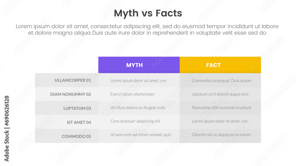 fact vs myth comparison or versus concept for infographic template ...