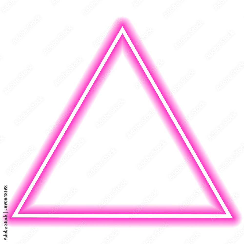 Icono triangulo con resplandor de luz rosa neón sin fondo Stock ...