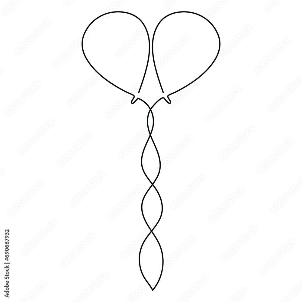 Balloon continuous single line art celebration decoration concept ...