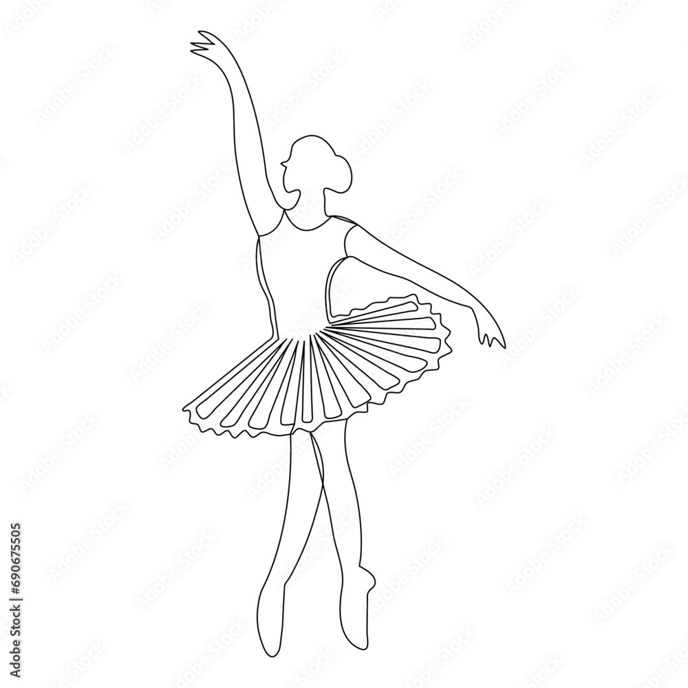Ballet dance opera house illustration outline vector continuous single ...