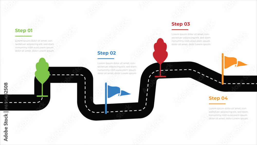 Roadmap for Car road, street, highway business. roadmap infographics ...