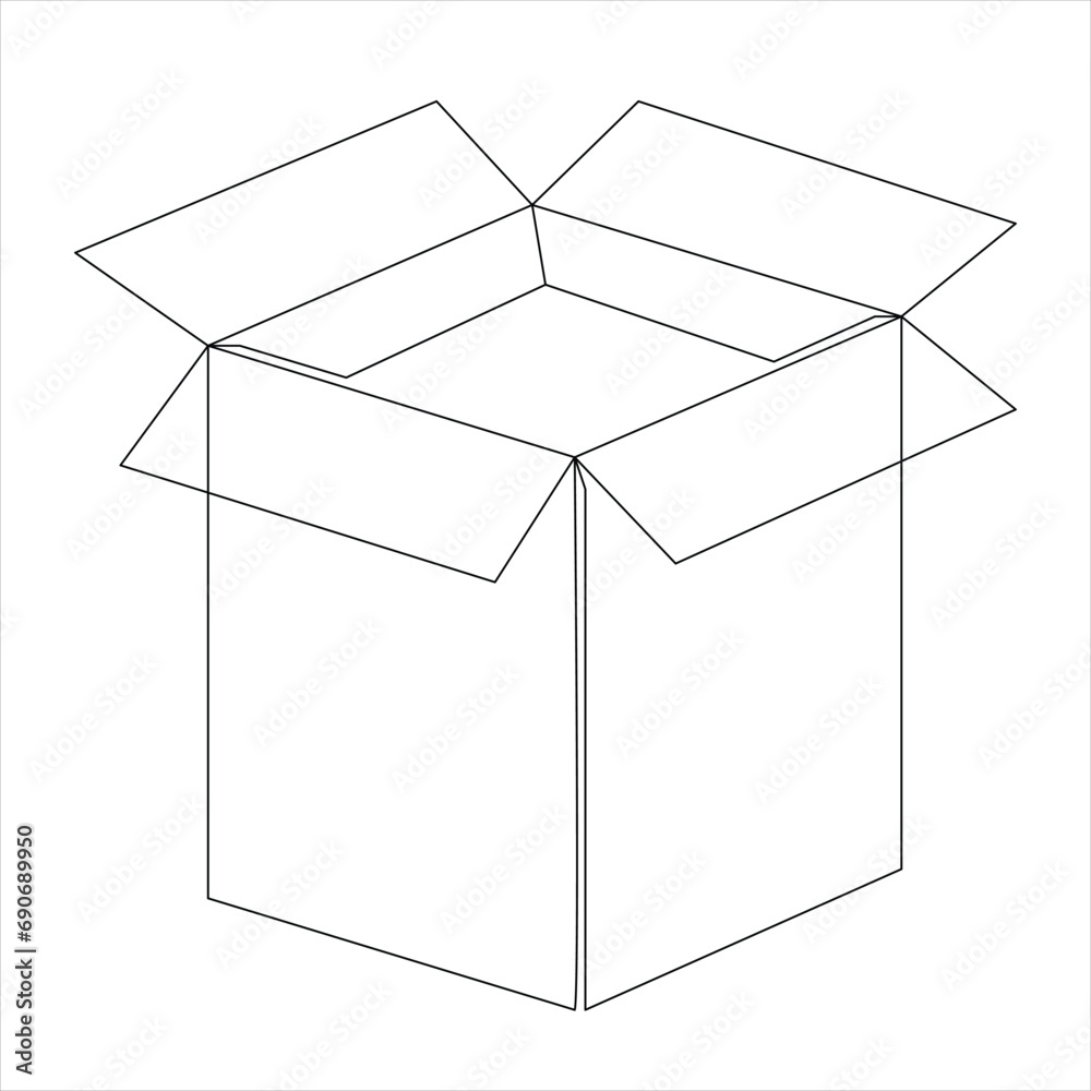 Continuous box single line art drawing outline vector illustration ...