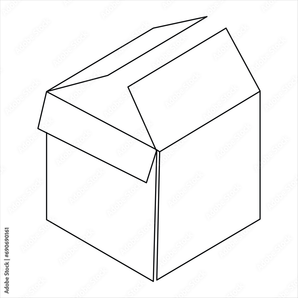 Continuous box single line art drawing outline vector illustration ...