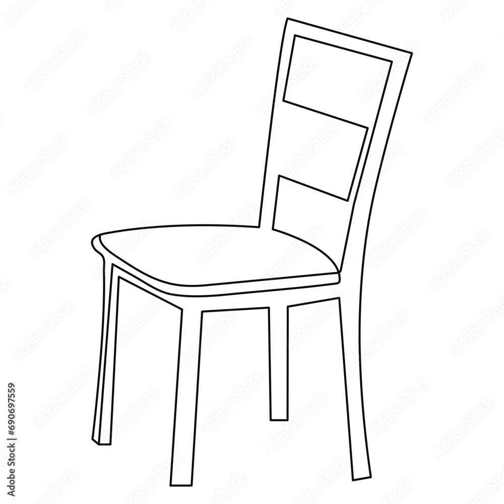 Continuous single line hand drawing simple modern chair icon and ...