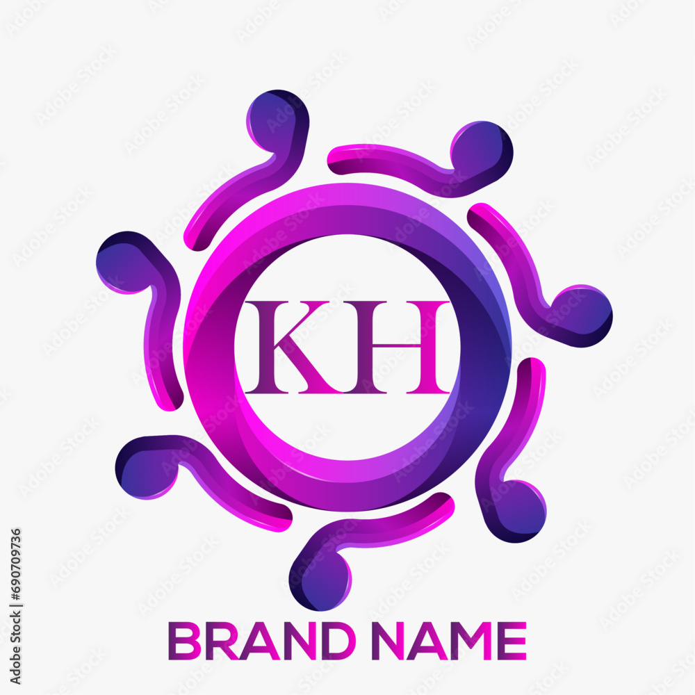KH logo. Letter KH purple Logo. KH letter logo creative design with ...