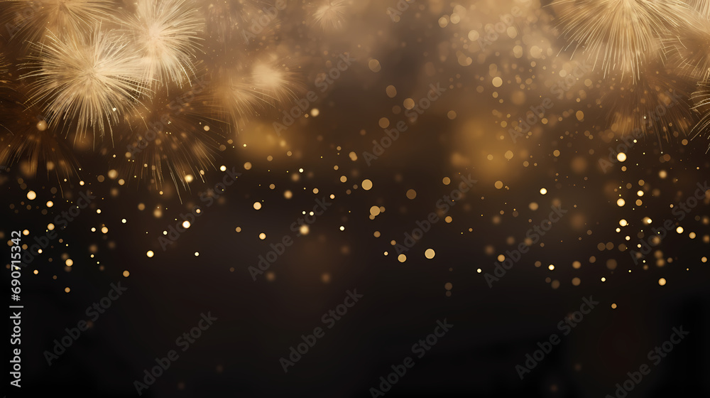 Golden fireworks background for a New Year celebration, layout for new ...