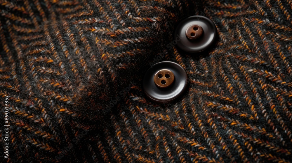 sophistication of herringbone tweed with a close-up on wool fabric ...