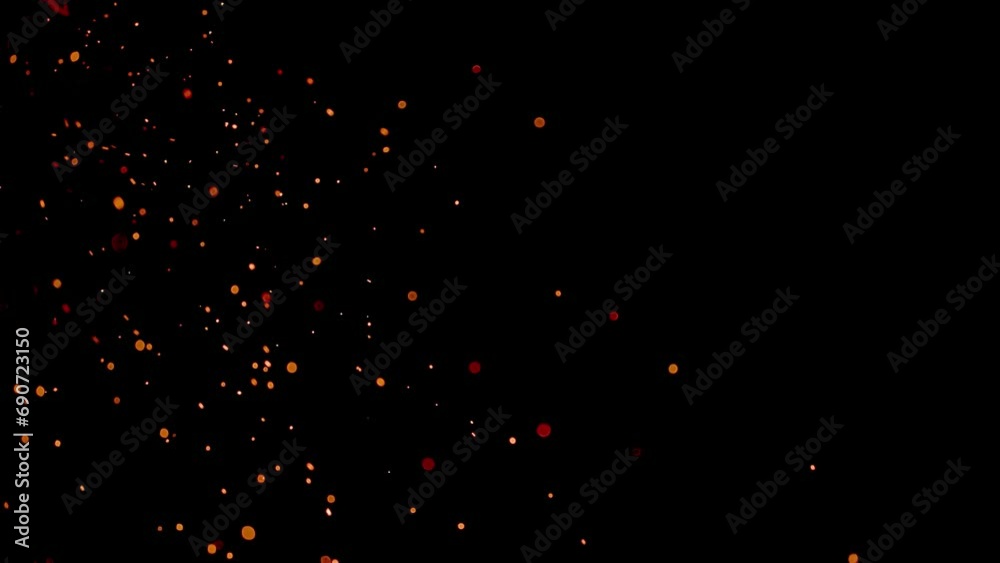 Burning red hot sparks rise from large fire seamless loop. Background ...