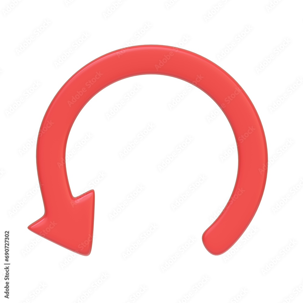 Red arrow icon, update symbol isolated on white background. 3D icon ...