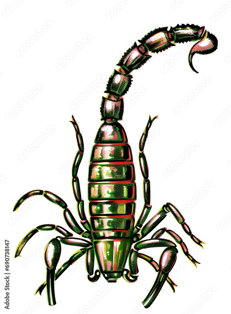 Color illustration of ARABIAN FAT-TAILED SCORPION or in Latin ...