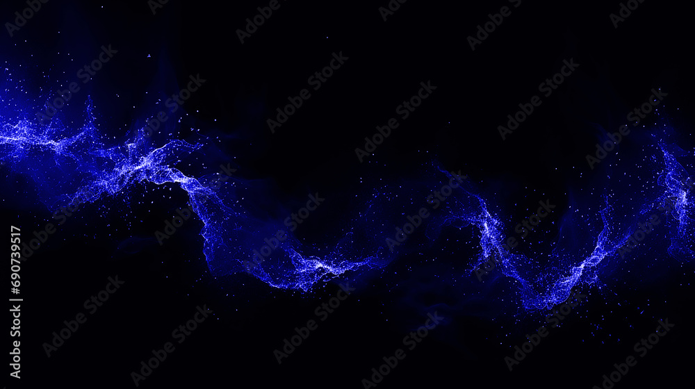 Blue flow and blue glitter smoke particles background, shimmer glow or ...