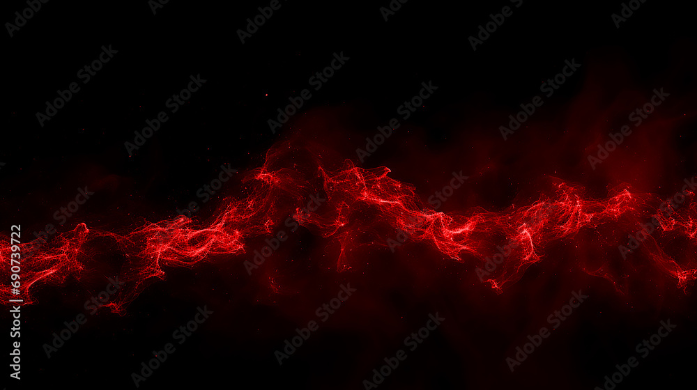 Red flow and red glitter smoke particles background, shimmer glow or ...