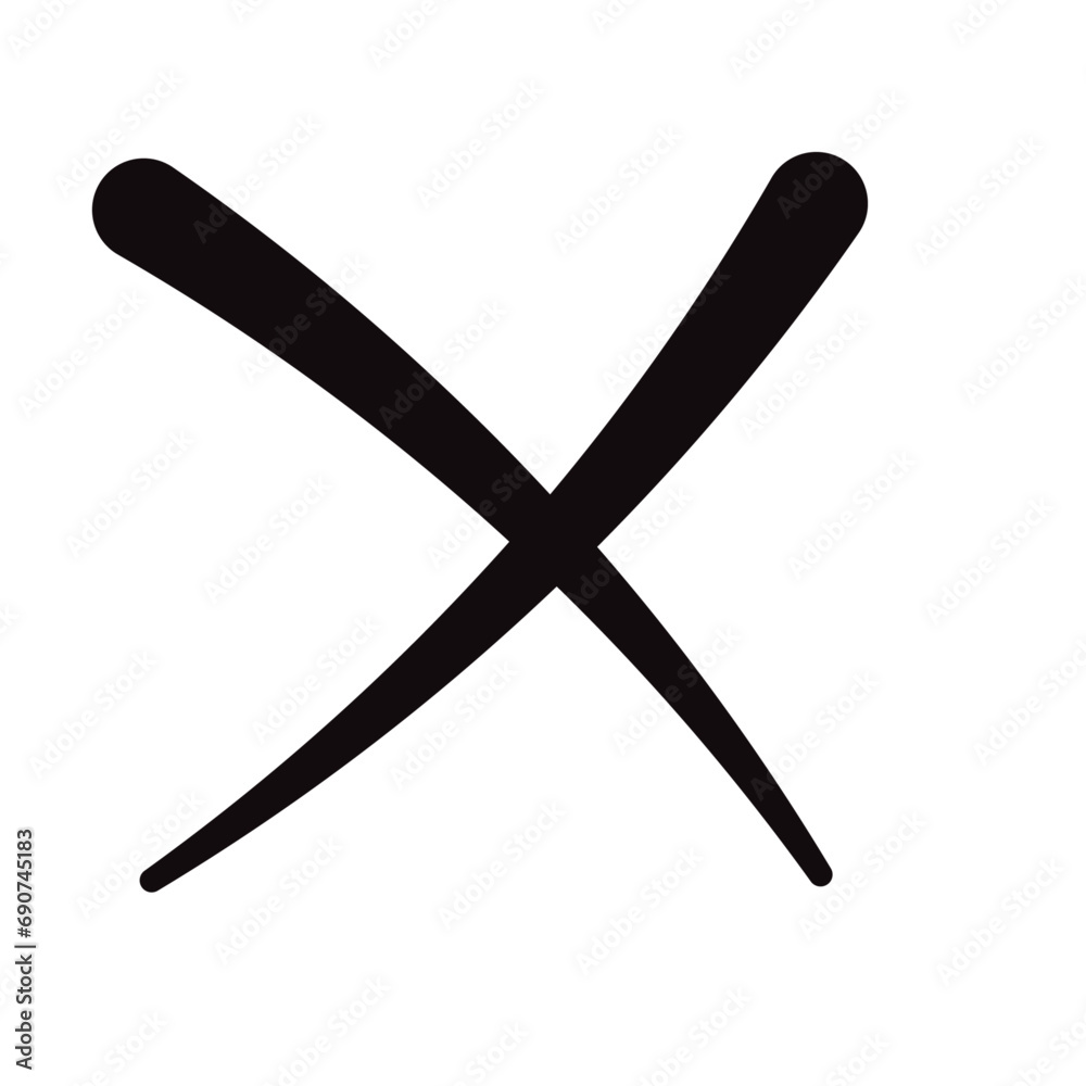 Cross checkmarks flat icons. Hand drawn vector illustration isolated on ...