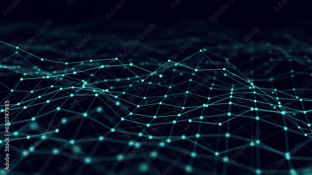 Abstract network connection wavy style. Cyber technology plane backdrop ...