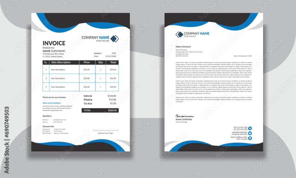 Corporate modern professional clean business invoice and letterhead ...