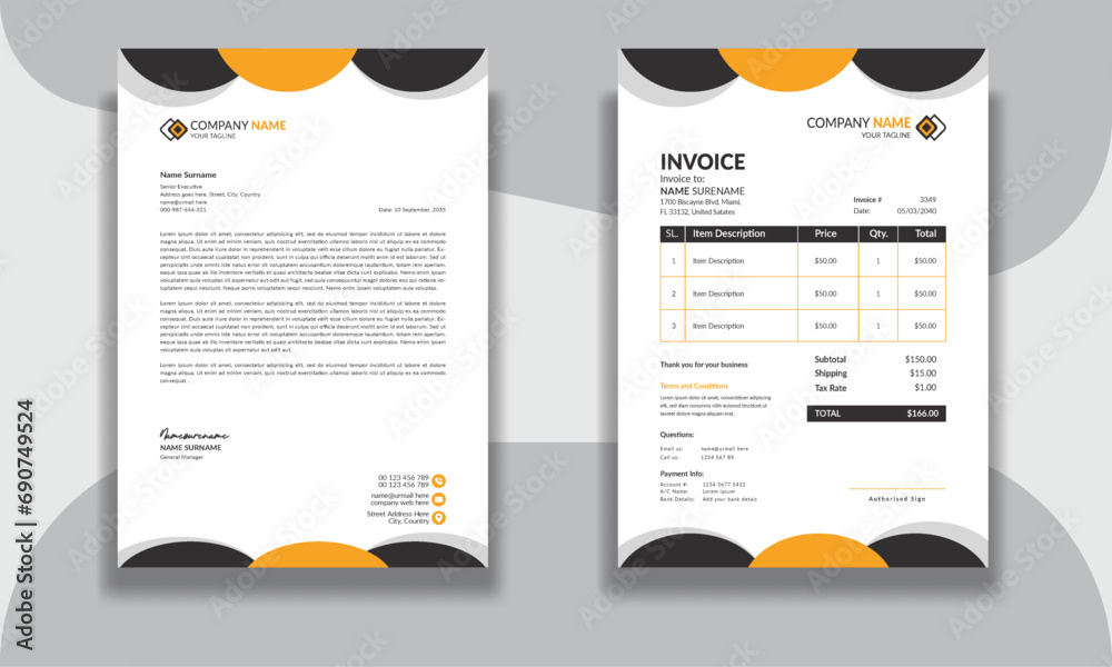 Corporate modern professional clean business invoice and letterhead ...