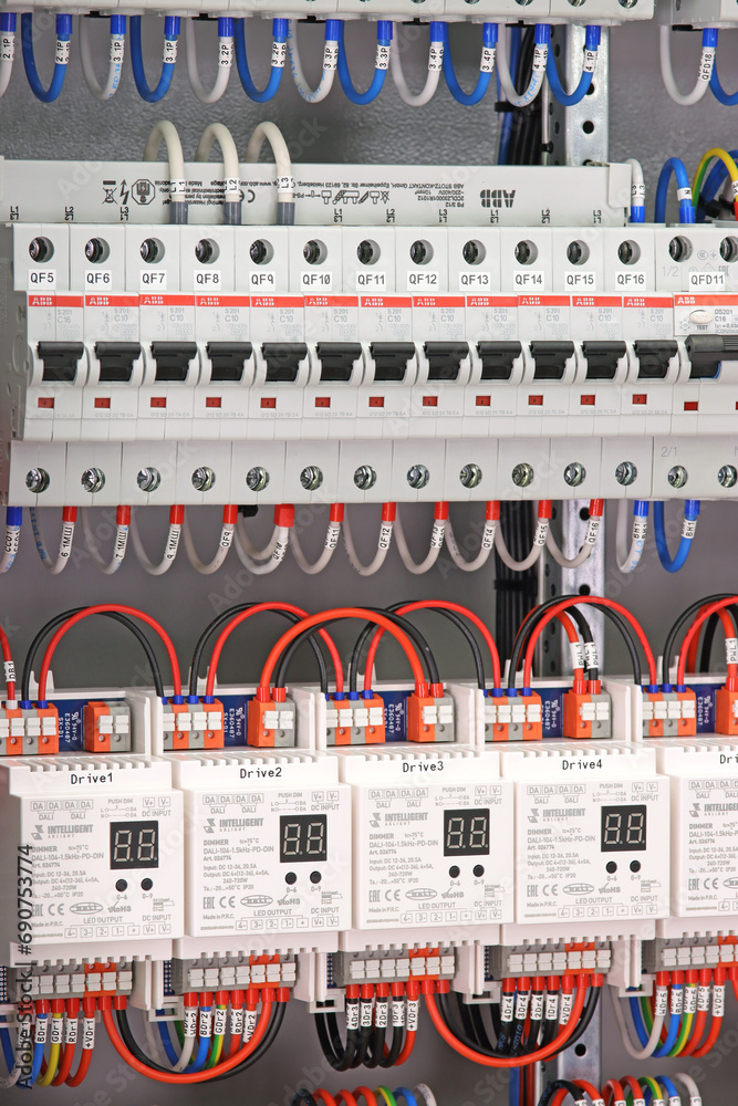 Electronic control modules for apartment automation are installed in an ...