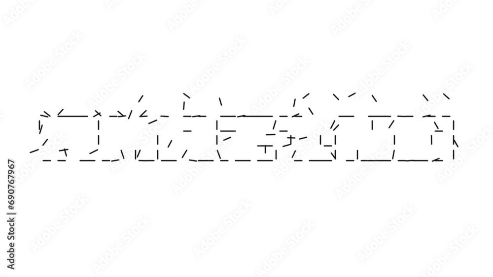 Amazing ascii word animation loop on white background. Ascii code art ...