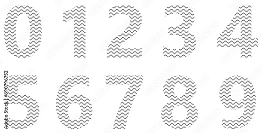 Set of black numbers isolated on white. Alphabet with numbers. Vector ...